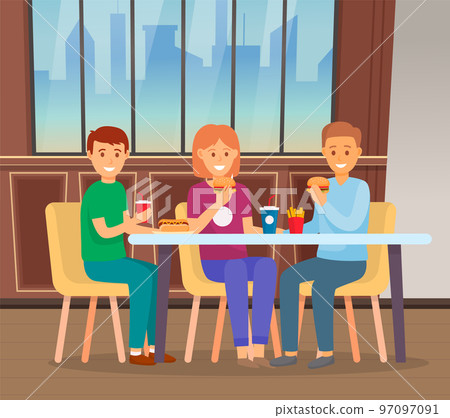 People Eating At Cafe