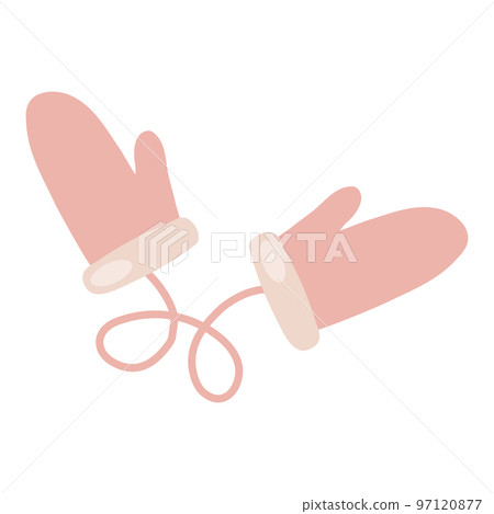 Pair of cute warm pink knitted mittens, flat...-插圖素材 [97120877] - PIXTA圖庫