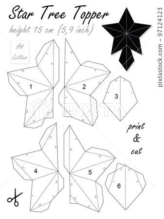 DIY 3D Star Tree Topper. Print Cut and Glue.... - Stock Illustration ...