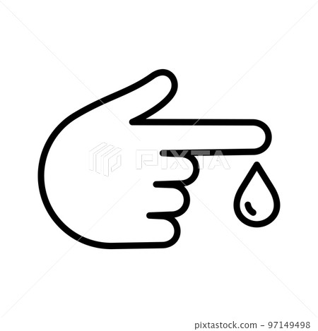 Finger blood test icon. Finger with blood drop.... - Stock Illustration ...
