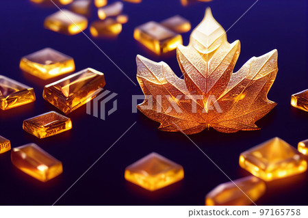 crystal maple leaf relief autumn leaves - Stock Illustration [97165758 ...