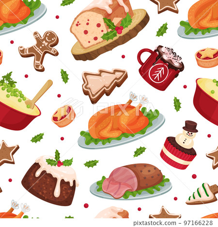Christmas Festive Food Seamless Pattern Design...-插圖素材 [97166228] - PIXTA圖庫