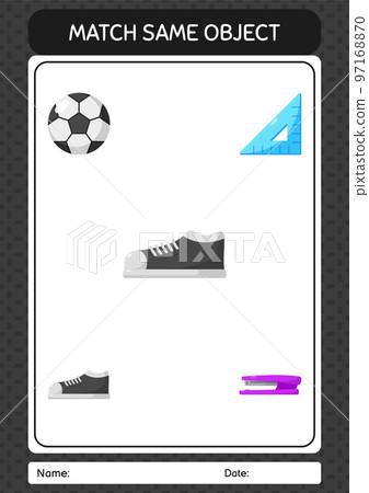 Match with same object game shoes. worksheet...-插圖素材 [97168870] - PIXTA圖庫