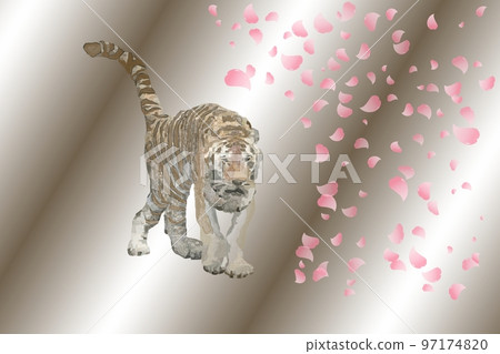 The tiger and spring have arrived - Stock Illustration [97174820] - PIXTA