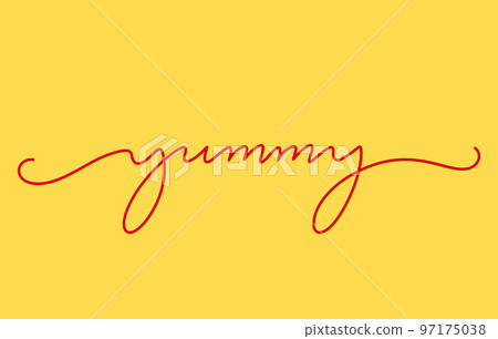 continuous line drawing of yummy word lettering... - Stock Illustration [97175038] - PIXTA
