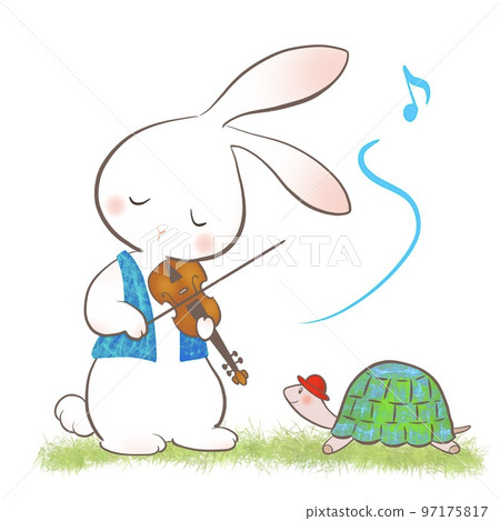 Illustration of a rabbit playing the violin and... - Stock Illustration ...