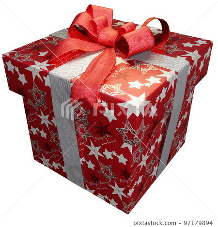 Christmas present of star striped present with...-插圖素材 [97179894] - PIXTA圖庫