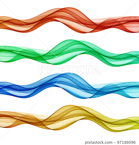 Set of horizontal waves. Abstract red blue... - Stock Illustration ...