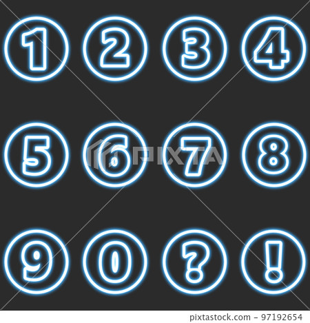 blue round neon numbers set - Stock Illustration [97192654] - PIXTA