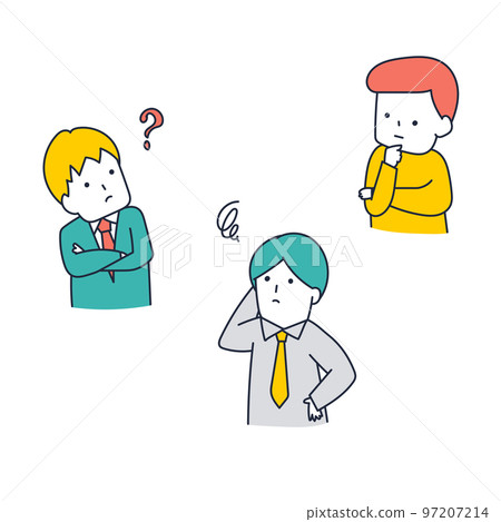 Three men who are worried and thinking - Stock Illustration [97207214 ...