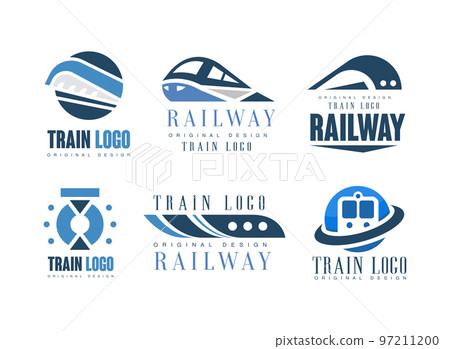 Train and Railway Logo Design with Blue Shape...-插圖素材 [97211200] - PIXTA圖庫