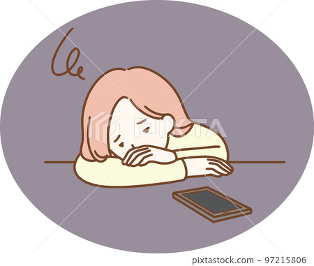 A woman looking lonely Simple illustration - Stock Illustration ...