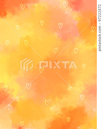Watercolor background orange type heart pattern... - Stock Illustration ...