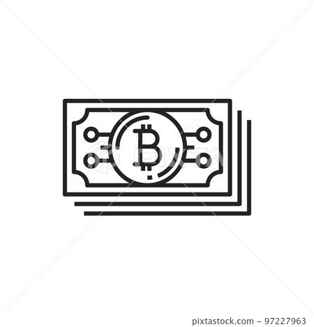 Bitcoin paper money banknotes with digital... - Stock Illustration ...