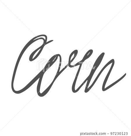 Corn vector text, hand drawn lettering - Stock Illustration [97230123 ...