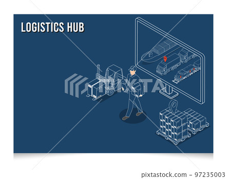 3D isometric Set of logistics Hub solutions...-插圖素材 [97235003] - PIXTA圖庫