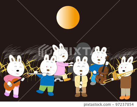 Rabbit concert. Rabbits are singing and playing... - Stock Illustration ...
