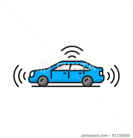 Autonomous driverless car with ultrasound wave... - Stock Illustration ...