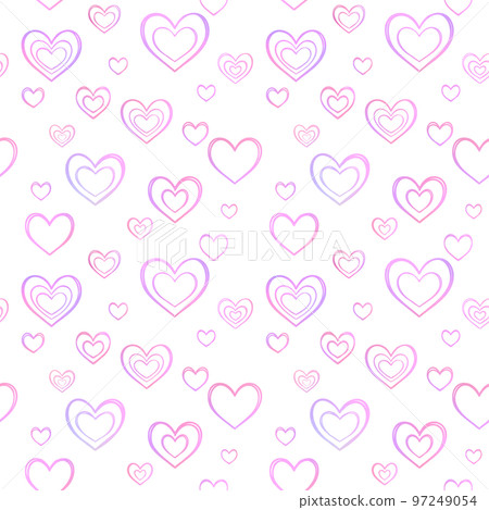 Handwritten heart seamless pattern pink - Stock Illustration [97249054 ...