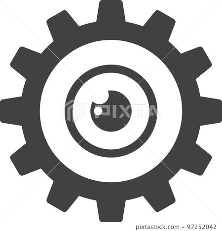 eyes and cog illustration in minimal style - Stock Illustration ...