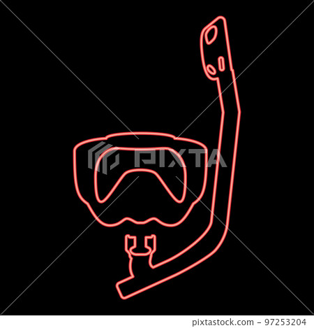 Neon diving mask with breathing tube Diving... - Stock Illustration ...