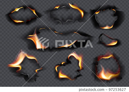 Collection of burnt faded holes piece burned... - Stock Illustration ...
