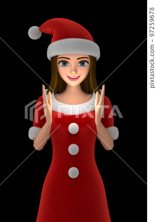 A woman wearing Santa Claus clothes is staring... - Stock Illustration ...