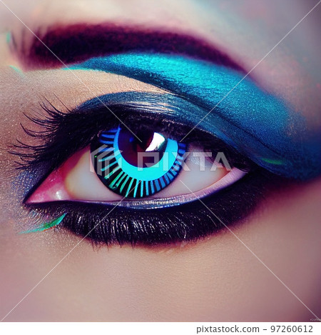 Fantasy eye with beautiful makeup close-up. The... - Stock Illustration ...