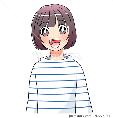 bob hair woman standing picture cartoon material - Stock Illustration ...