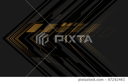 Abstract black circuit yellow light cyber arrow... - Stock Illustration ...