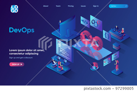 DevOps concept 3d isometric web landing page.... - Stock Illustration [97299805] - PIXTA
