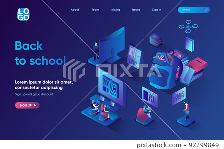 Back to school concept 3d isometric web landing... - Stock Illustration [97299849] - PIXTA
