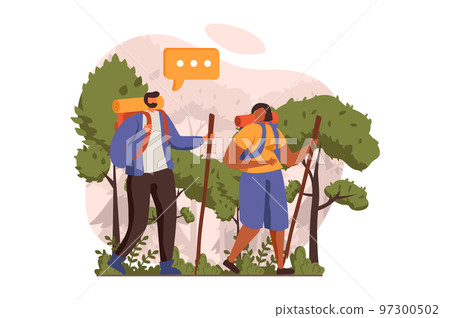 Travelling web concept in flat design. Vector... - Stock Illustration ...
