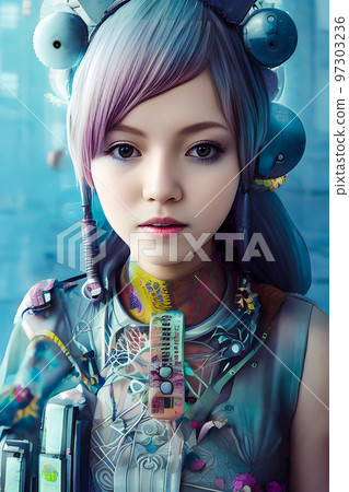 A Japanese solarpunk girl in the world of the...-插圖素材 [97303236] - PIXTA圖庫