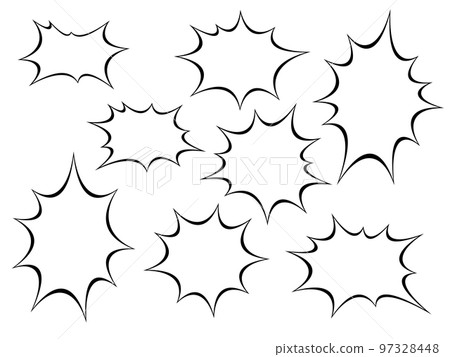 Explosion speech bubble set (black line white... - Stock Illustration ...