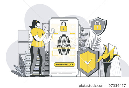 Biometric access control concept with outline... - Stock Illustration [97334457] - PIXTA