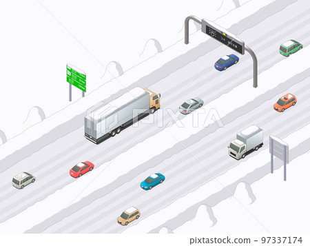 Japanese highway image drawn with isometric... - Stock Illustration ...