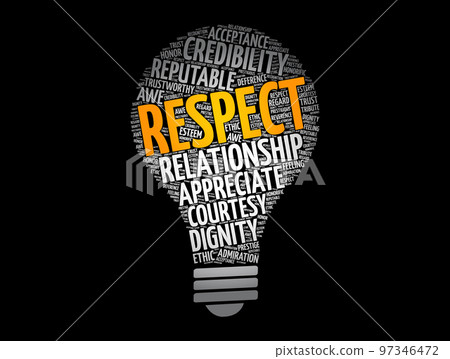 Respect light bulb word cloud collage, concept... - Stock Illustration ...