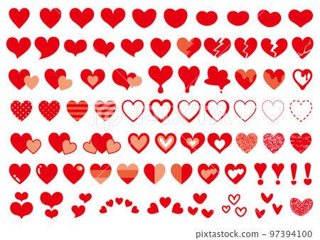 Set of heart marks of various shapes red - Stock Illustration [97394100 ...