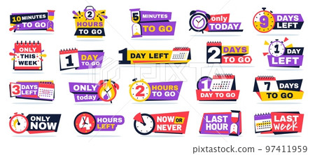 Countdown timer badges. Minutes clock, hours...-插圖素材 [97411959] - PIXTA圖庫