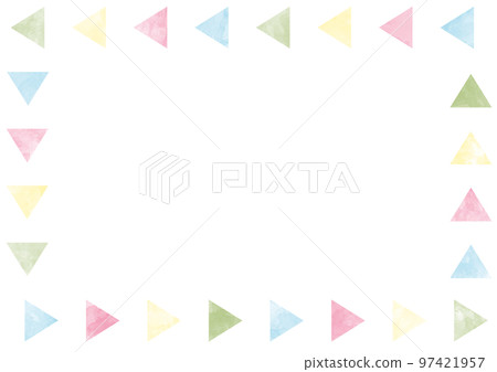 Colorful cute triangle watercolor frame rectangle - Stock Illustration ...
