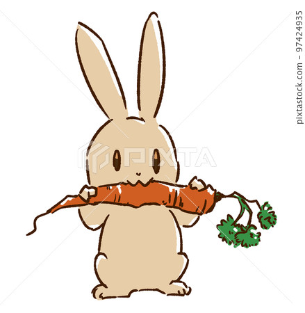 rabbit biting carrot - Stock Illustration [97424935] - PIXTA