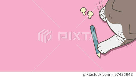 Cat Play top view vector hand draw - Stock Illustration [97425948] - PIXTA