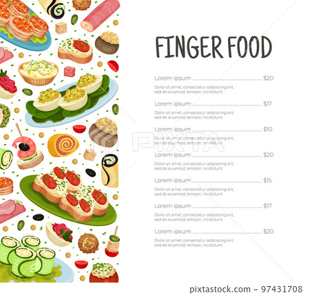 Finger Food Buffet Menuc Cover Design with...-插圖素材 [97431708] - PIXTA圖庫