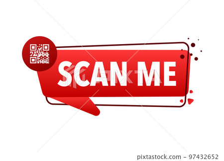Scan me icon with QR code. Inscription scan me.... - Stock Illustration ...