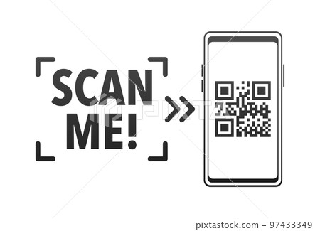 Scan me icon with QR code. Inscription scan me.... - Stock Illustration ...