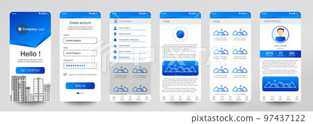 Design of mobile app, UI, UX, GUI. Set of user...-插圖素材 [97437122] - PIXTA圖庫