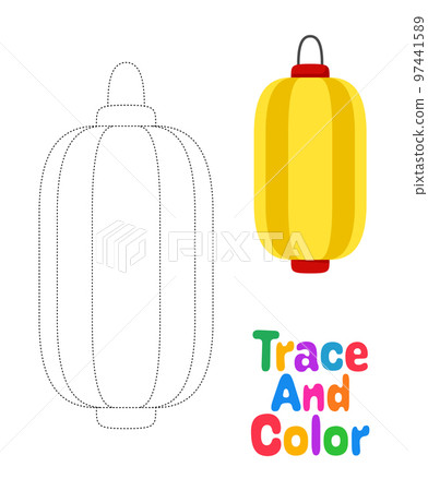 Chinese lantern tracing worksheet for kids - Stock Illustration ...