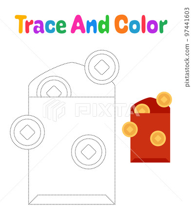 Red Envelope tracing worksheet for kids - Stock Illustration [97441603 ...