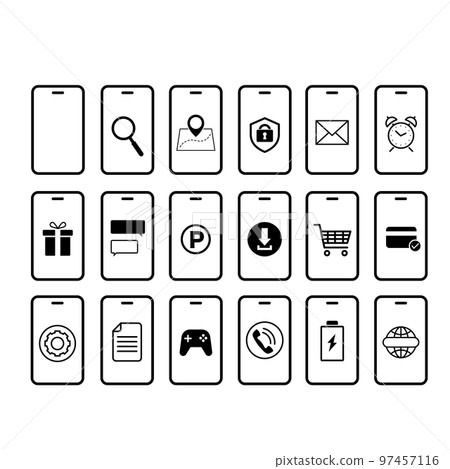 Smartphone icon set - Stock Illustration [97457116] - PIXTA